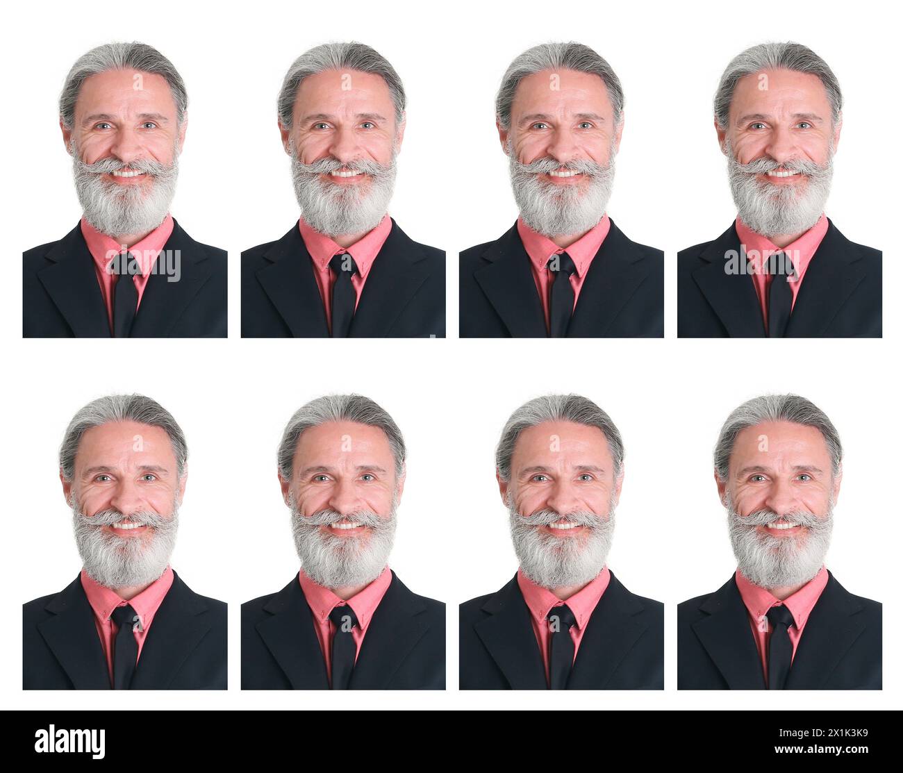 Passport photo, collage. Man on white background, set of photos Stock ...