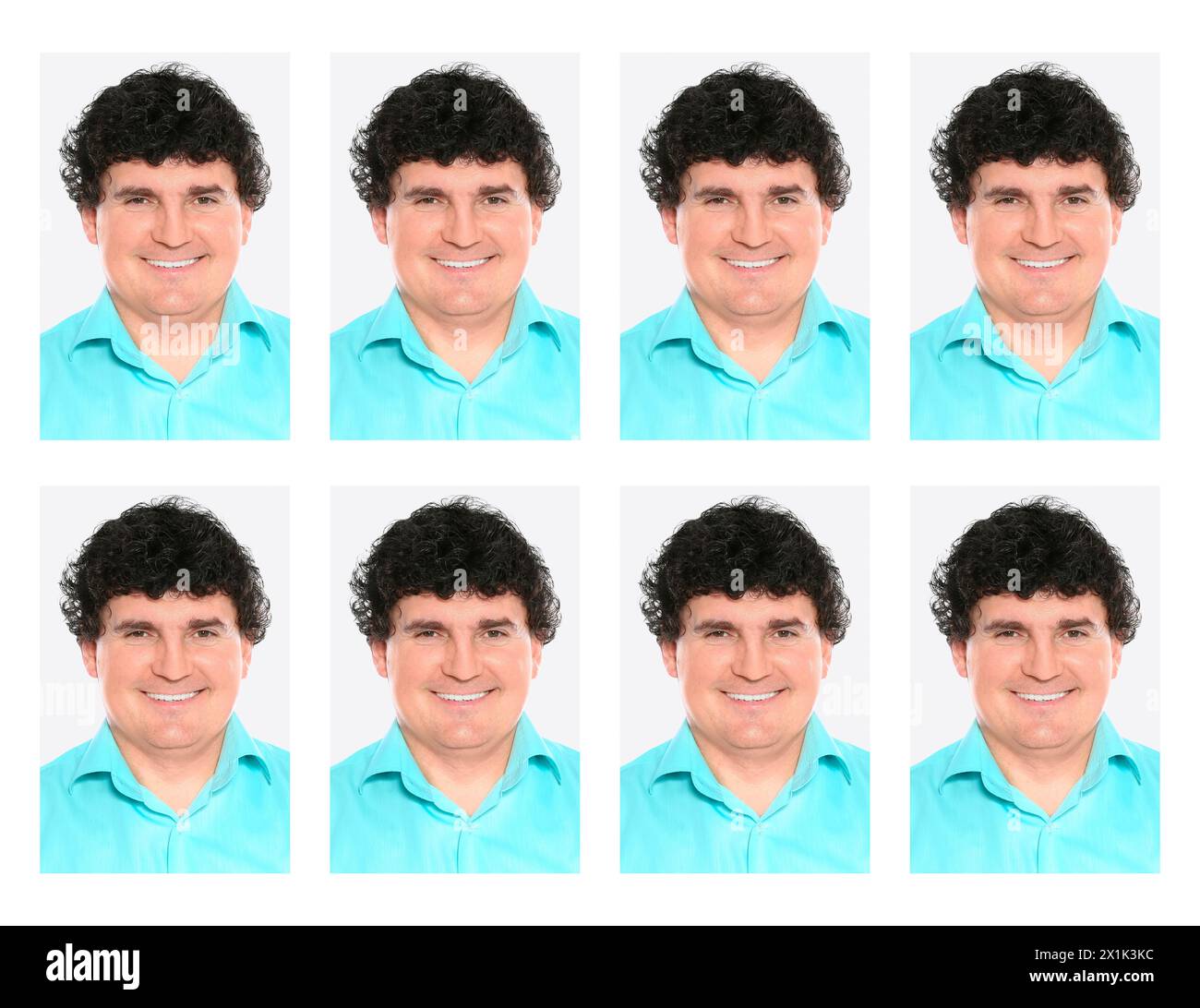 Passport photo, collage. Man on white background, set of photos Stock ...