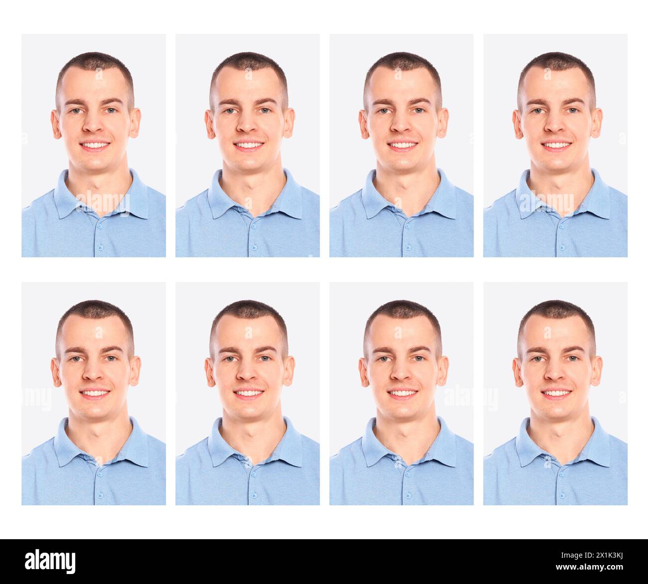 Passport photo, collage. Man on white background, set of photos Stock ...