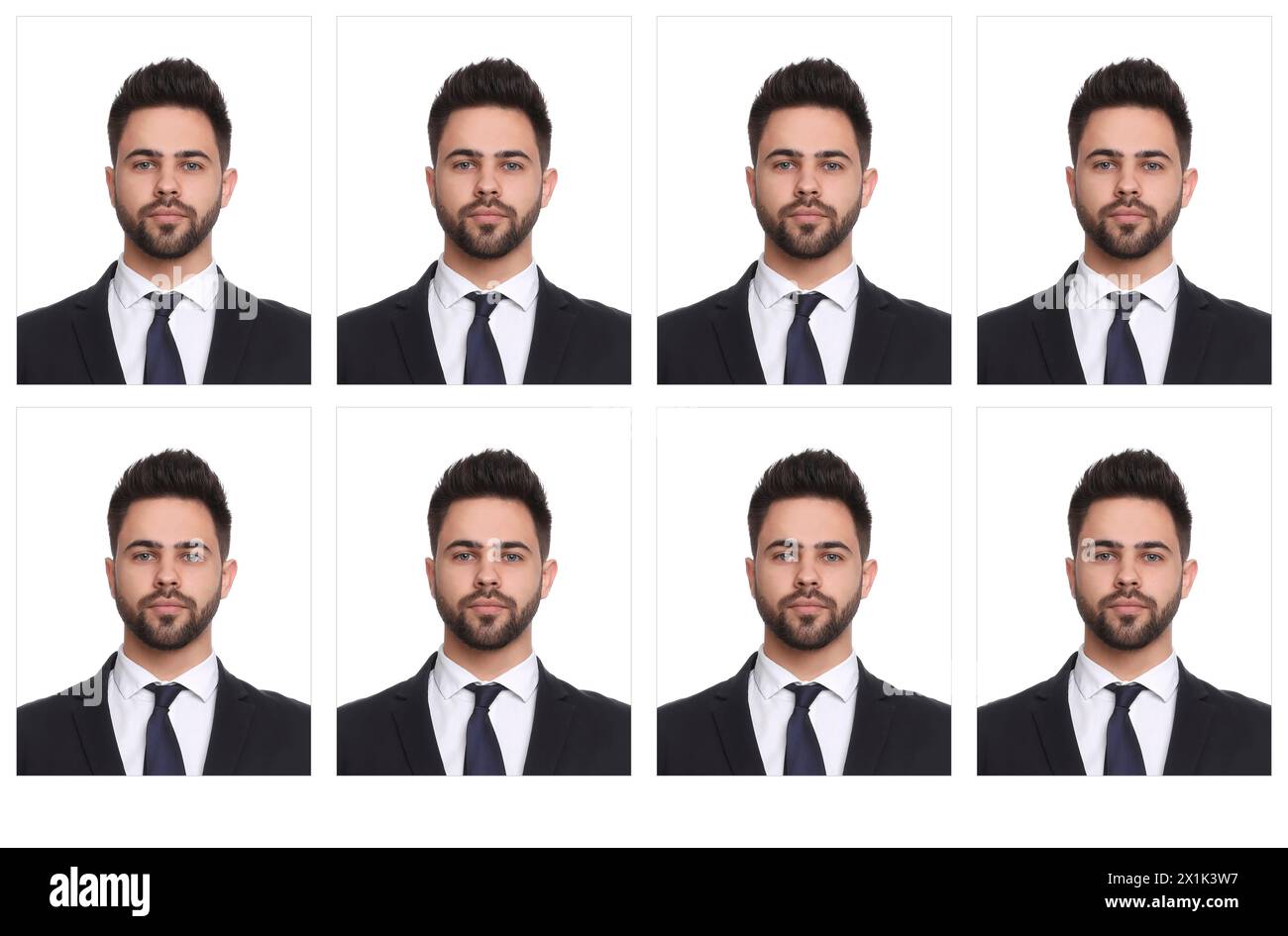 Passport photo, collage. Man on white background, set of photos Stock ...