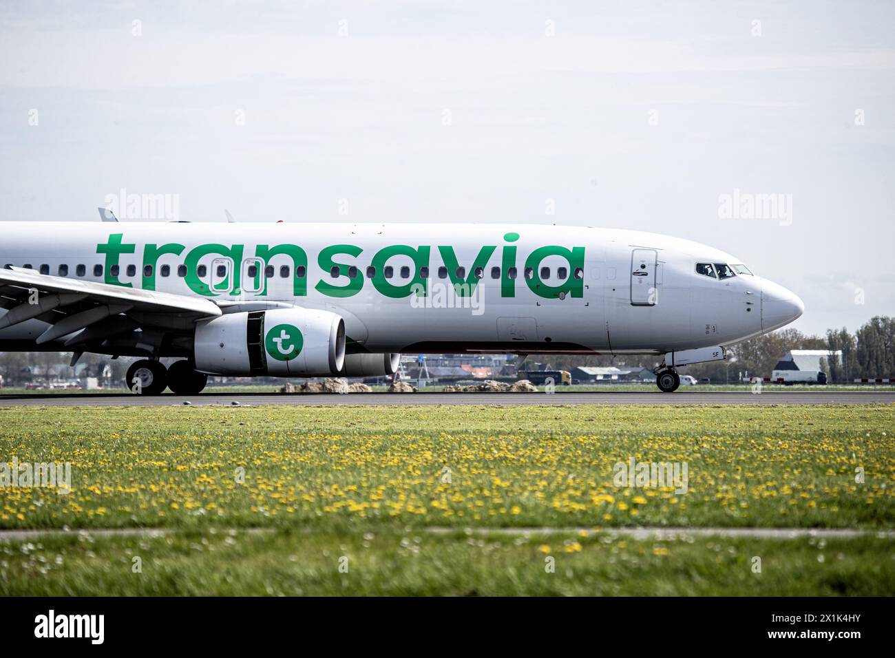 AMSTERDAM - A Transavia plane has just landed on the Polderbaan in the ...