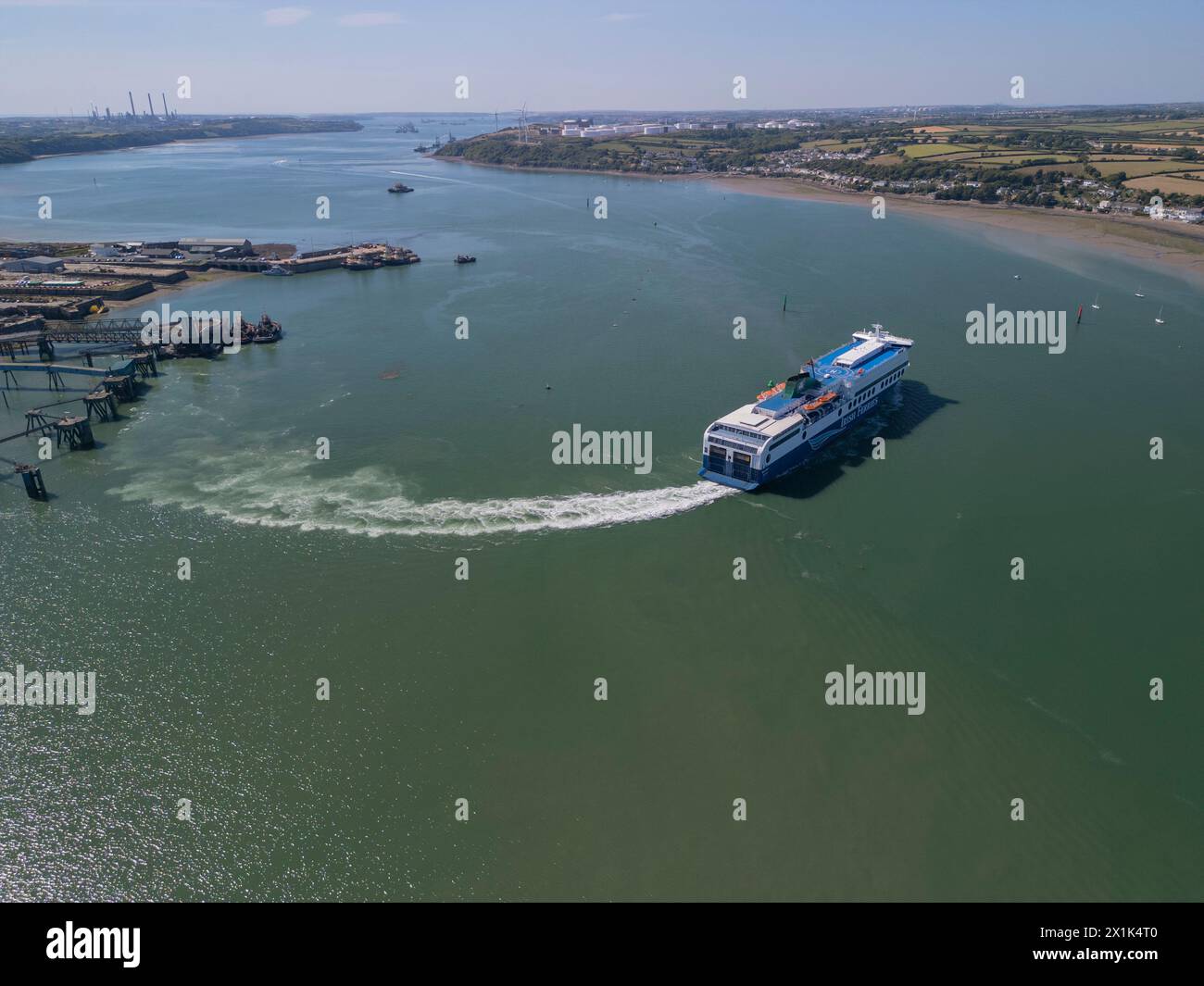 Irish Ferries passenger ferry boat arriving at Pembroke harbour ...