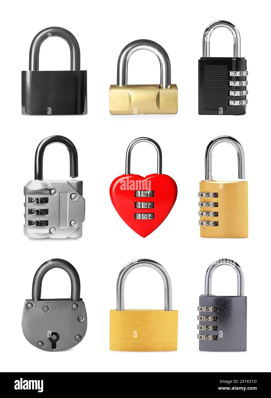 Different padlocks isolated on white, set of photos Stock Photo - Alamy