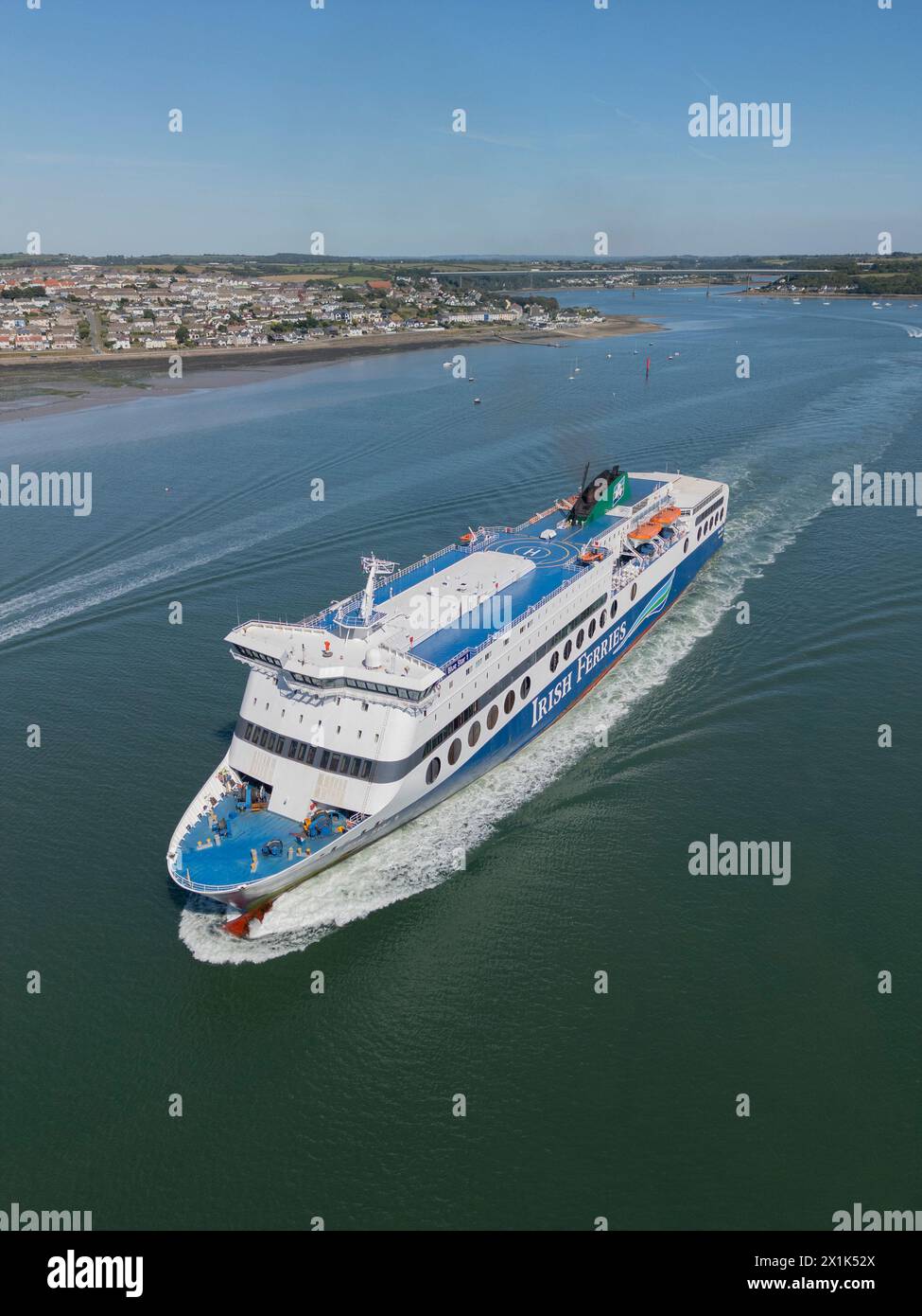Irish Ferries passenger ferry boat arriving at Pembroke harbour ...