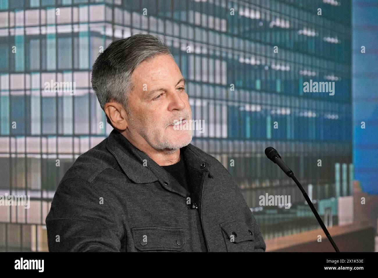 Bedrock Chairman Dan Gilbert addresses a news conference, Monday, April ...