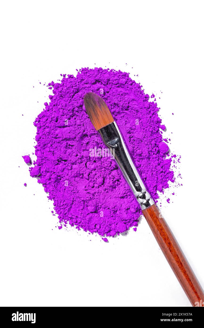 bunch of pink pigment, macro, top view, isolated on white background ...