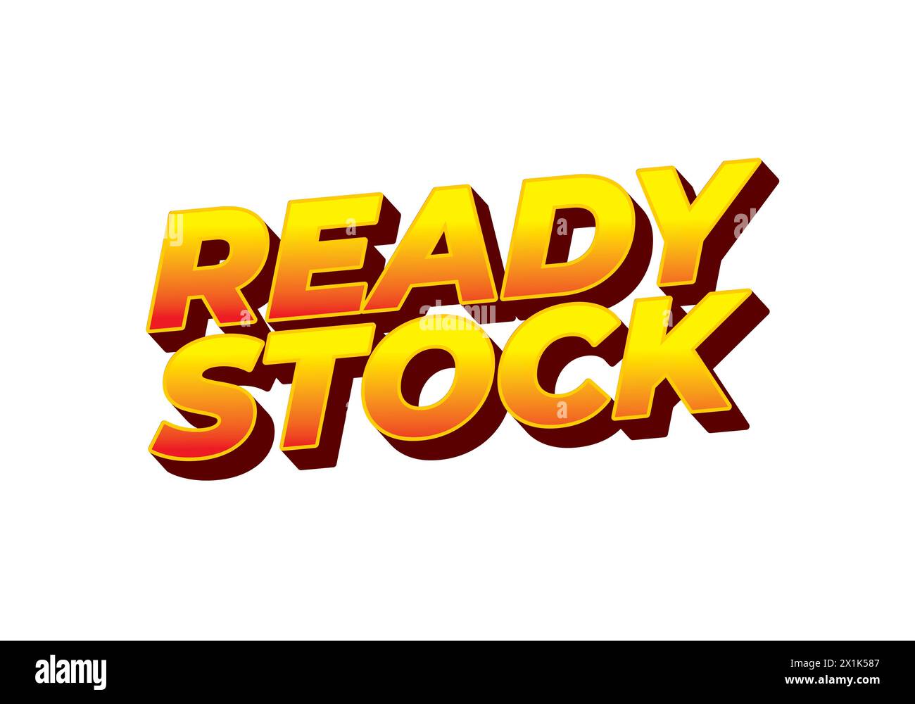 Ready stock. Text effect design in 3 dimension style in yellow red ...