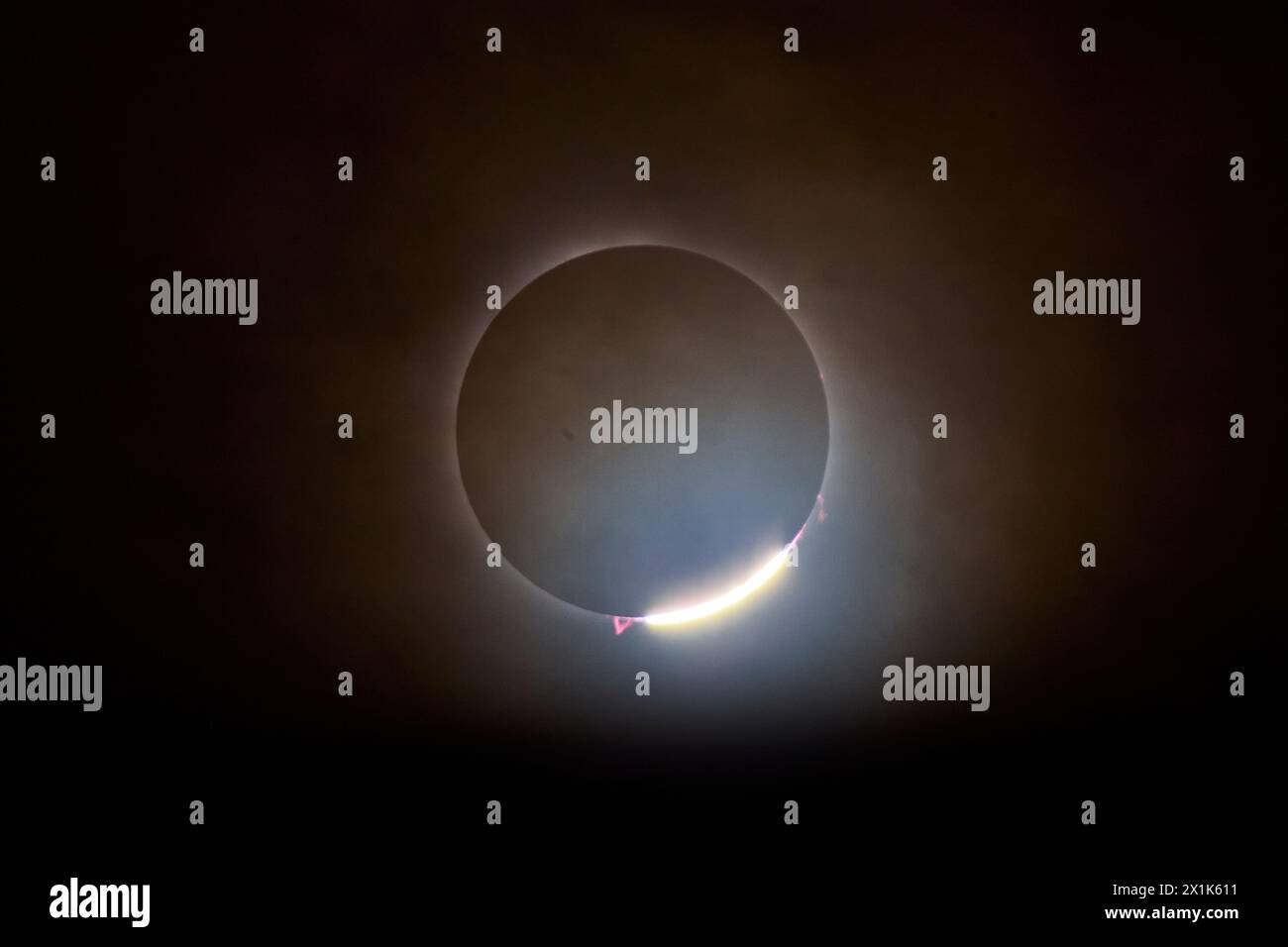 Total Solar Eclipse with Diamond Ring Effect in Spiceland Skies Stock ...