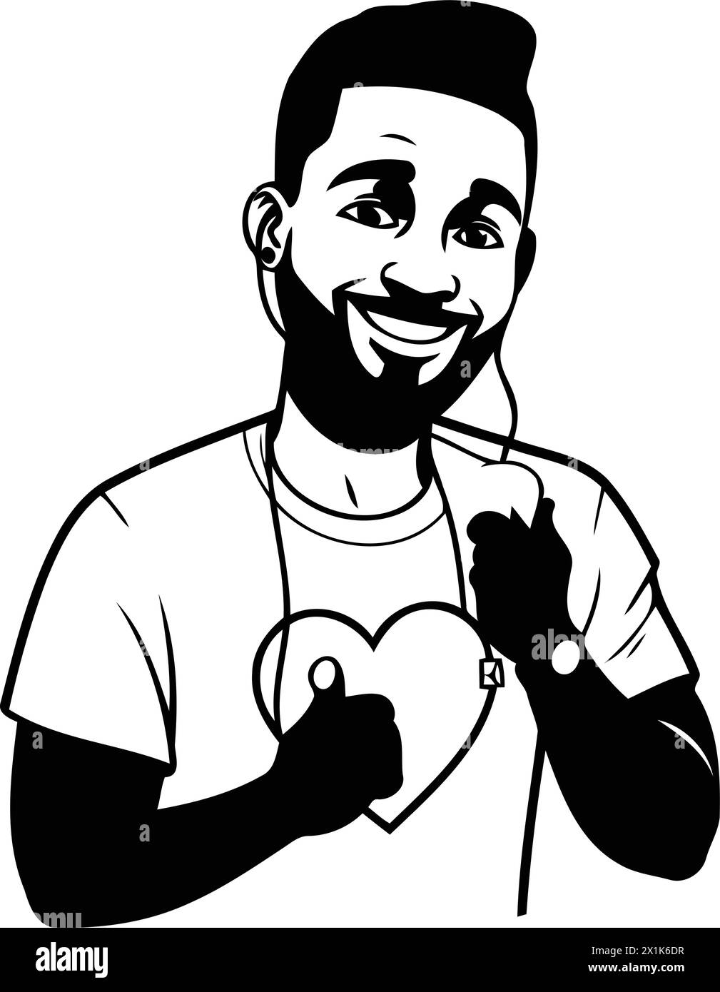 Happy African American Man Holding A Heart Vector Illustration Stock Vector Image And Art Alamy