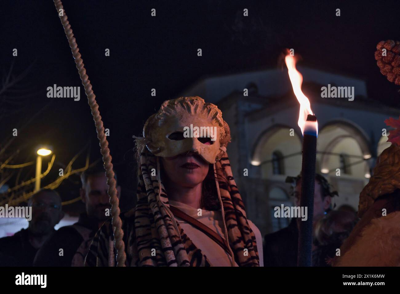 Woman participating in the annual pagan Phalliphoria Spring festival ...