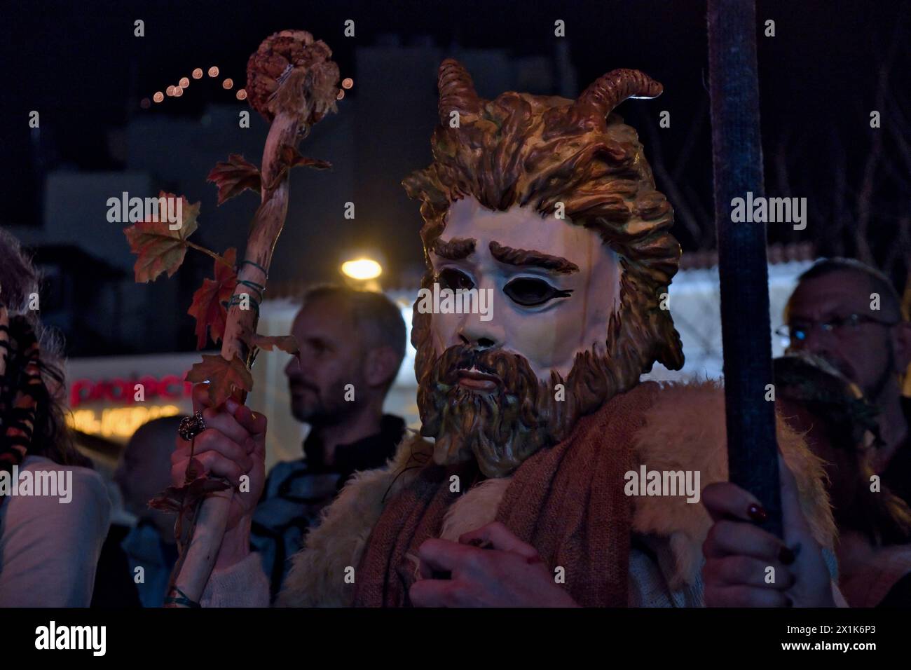 Man participating in the annual pagan Phalliphoria Spring festival ...