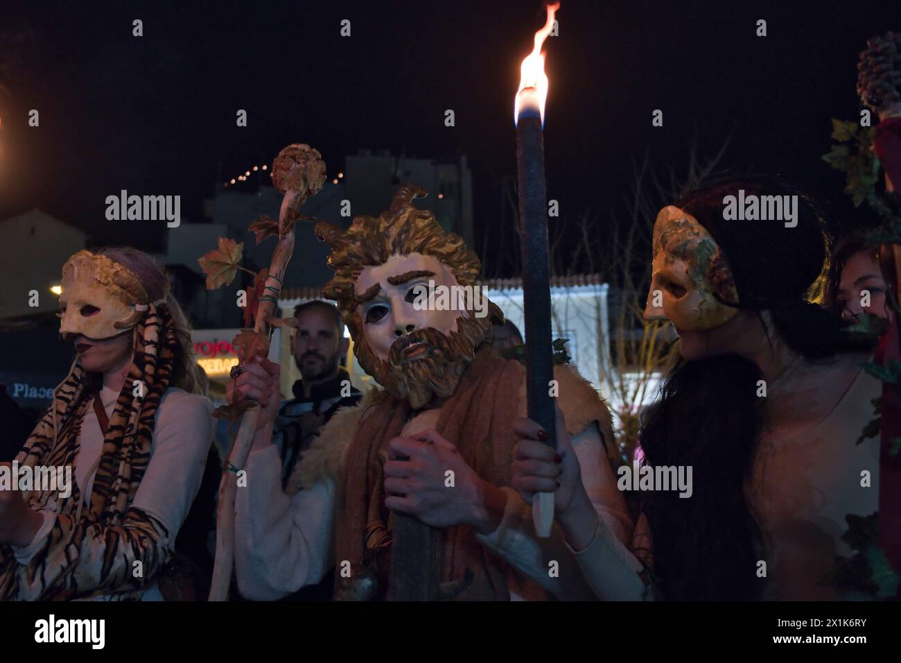 Man participating in the annual pagan Phalliphoria Spring festival ...