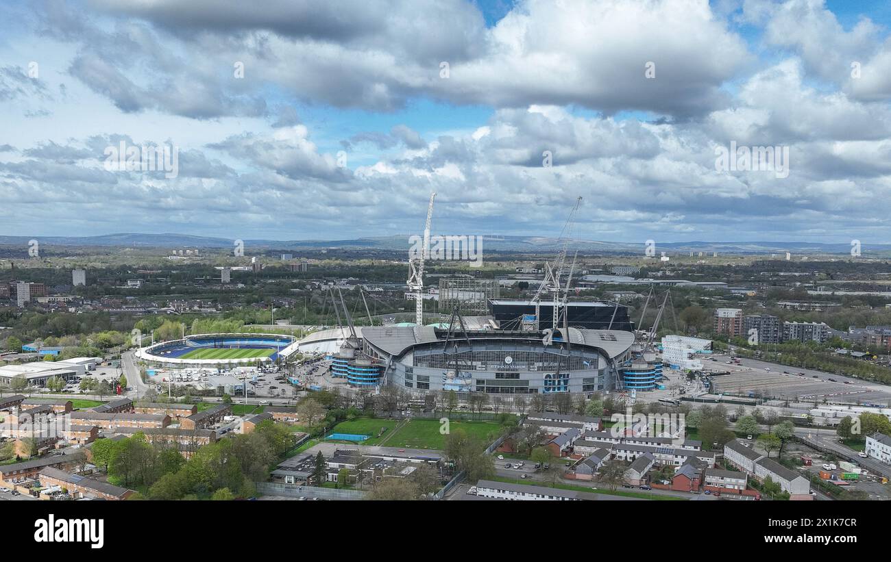 An aerial view of the Etihad Stadium ahead of the UEFA Champions League ...