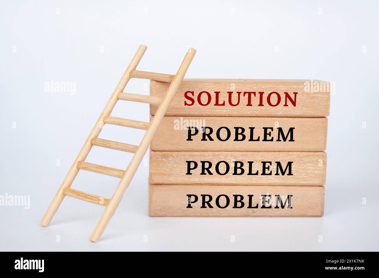 Wooden block with text, problem and solutions. Solutions to problems ...