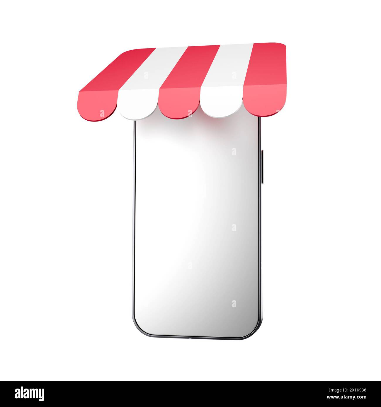 Mobile store 3D rendering on white background have work path ...