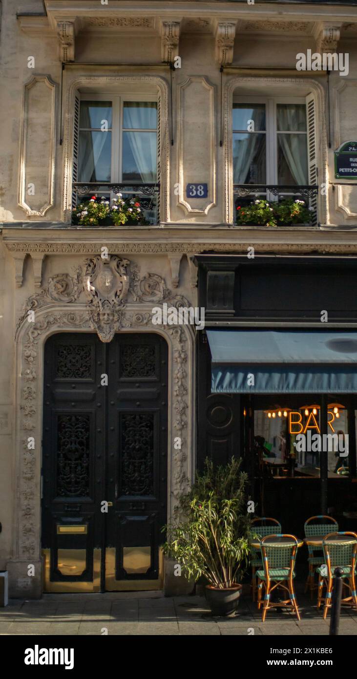 Beautiful vintage cafe bar in Paris outside. Stunning facade of the ...