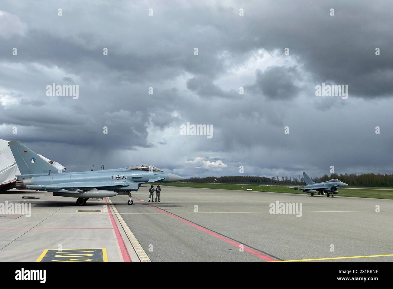 Lielvarde, Latvia. 17th Apr, 2024. Two Eurofighters, fighter planes of ...