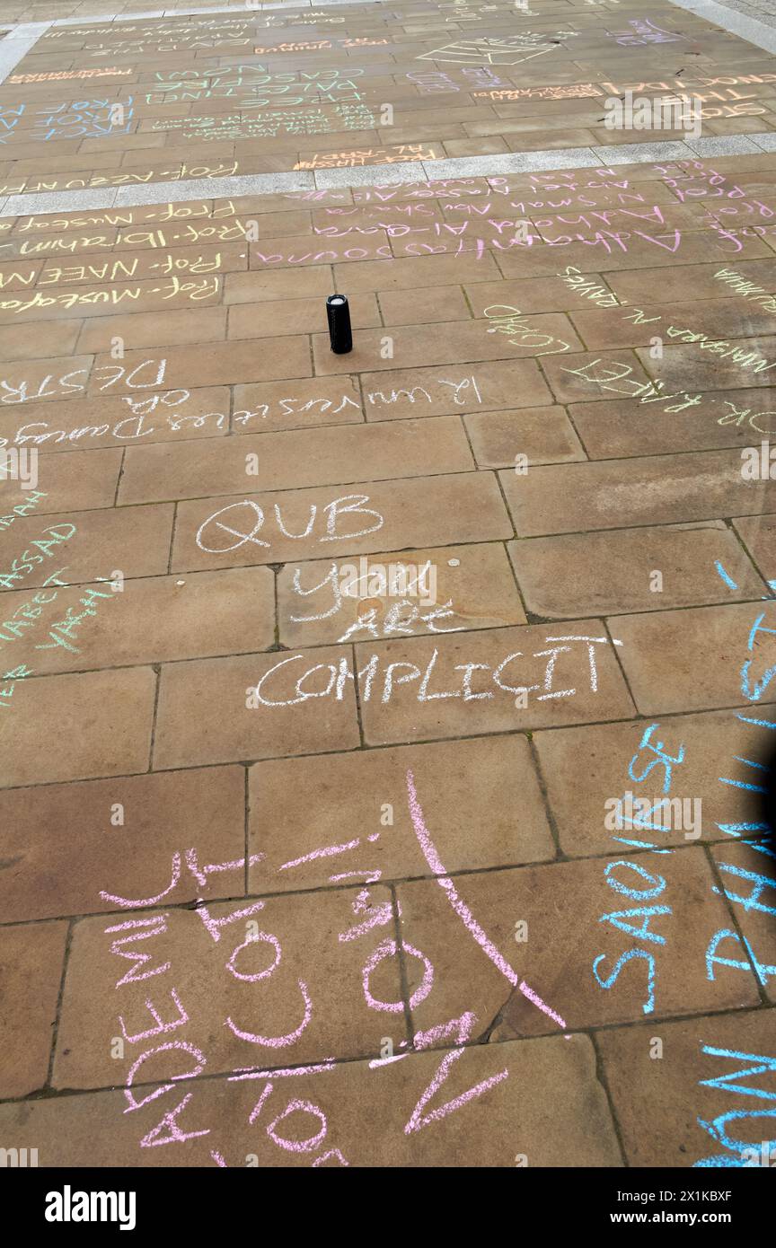 Belfast, United Kingdom 17 04 2024 Protest outside Queens University ...