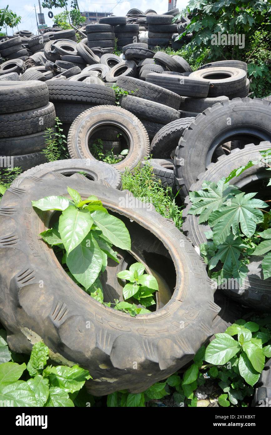 Old tire-tubes are collected from different parts of the capital. From ...