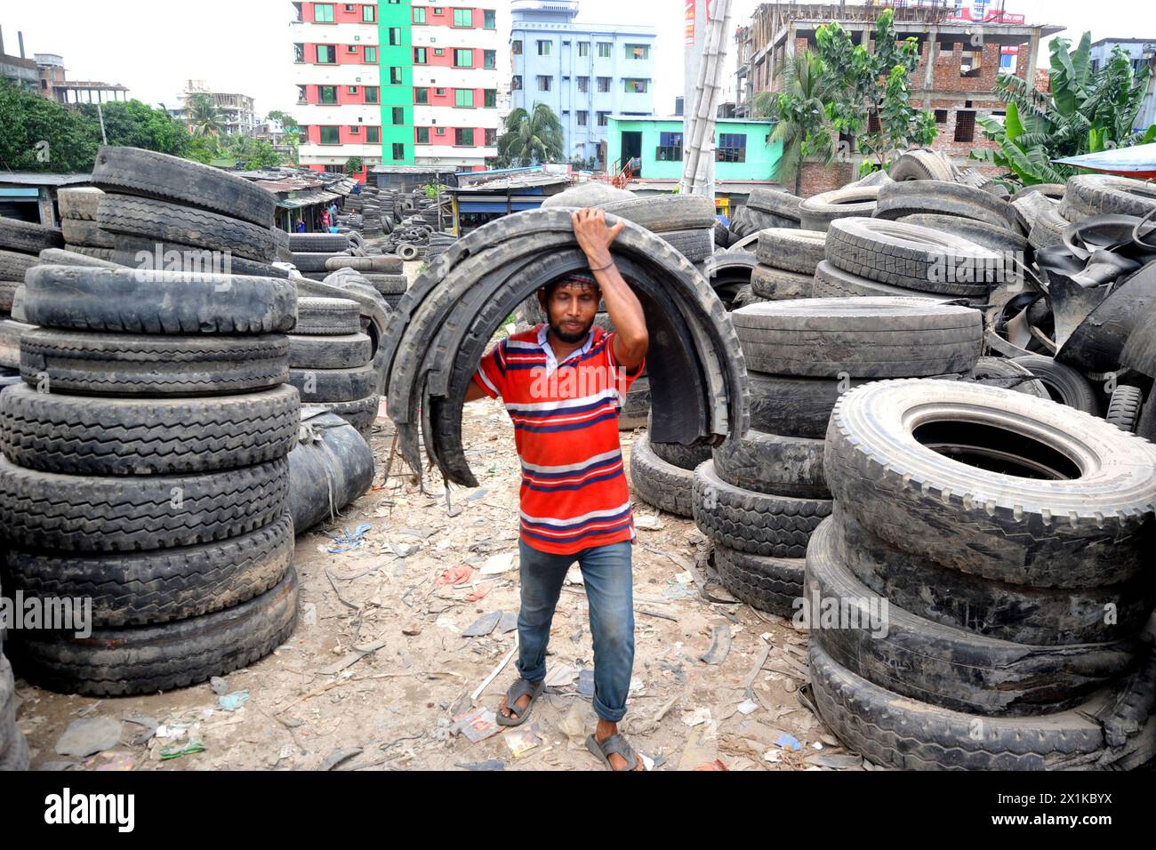 Old tire-tubes are collected from different parts of the capital. From ...
