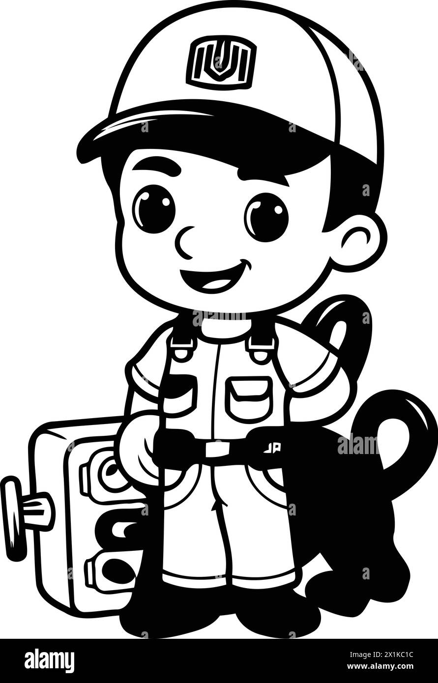Mechanic with dog cartoon character isolated on a white background ...