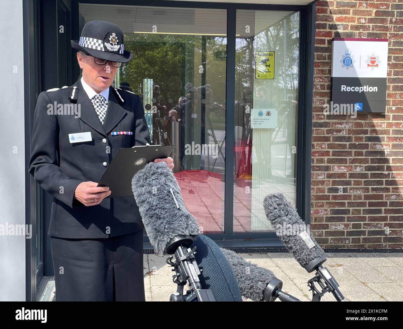 Sussex Police chief constable Jo Shiner giving a statement outside ...