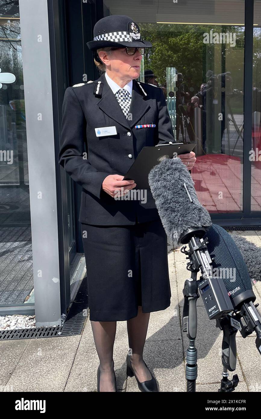 Sussex Police chief constable Jo Shiner giving a statement outside ...