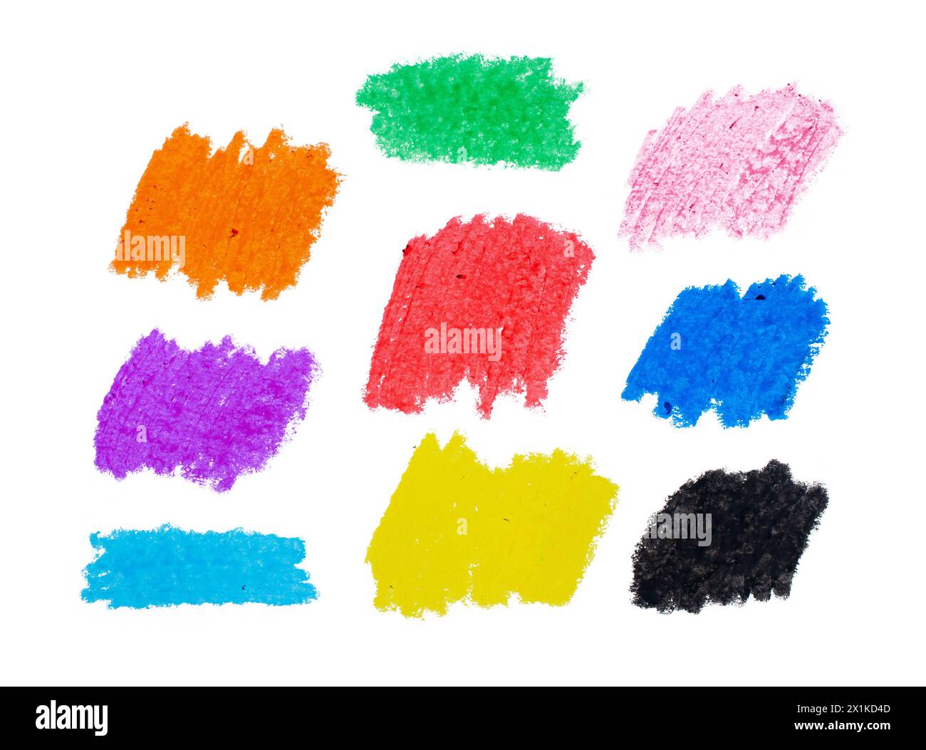 Hand drawn set of colorful crayon stroke on white background Stock ...