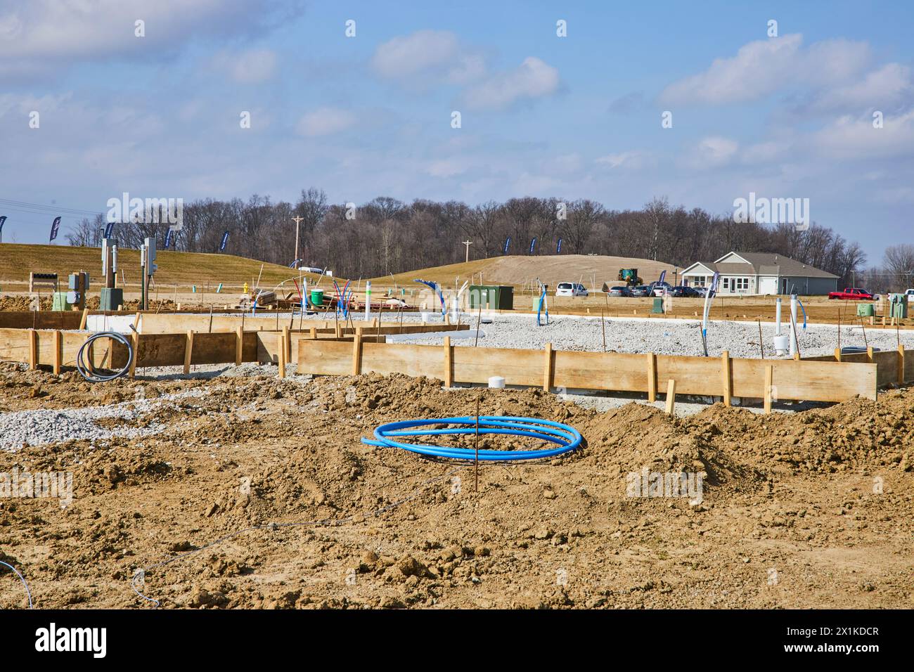 Early Construction Site with Plumbing Prep, Suburban Development Ground ...