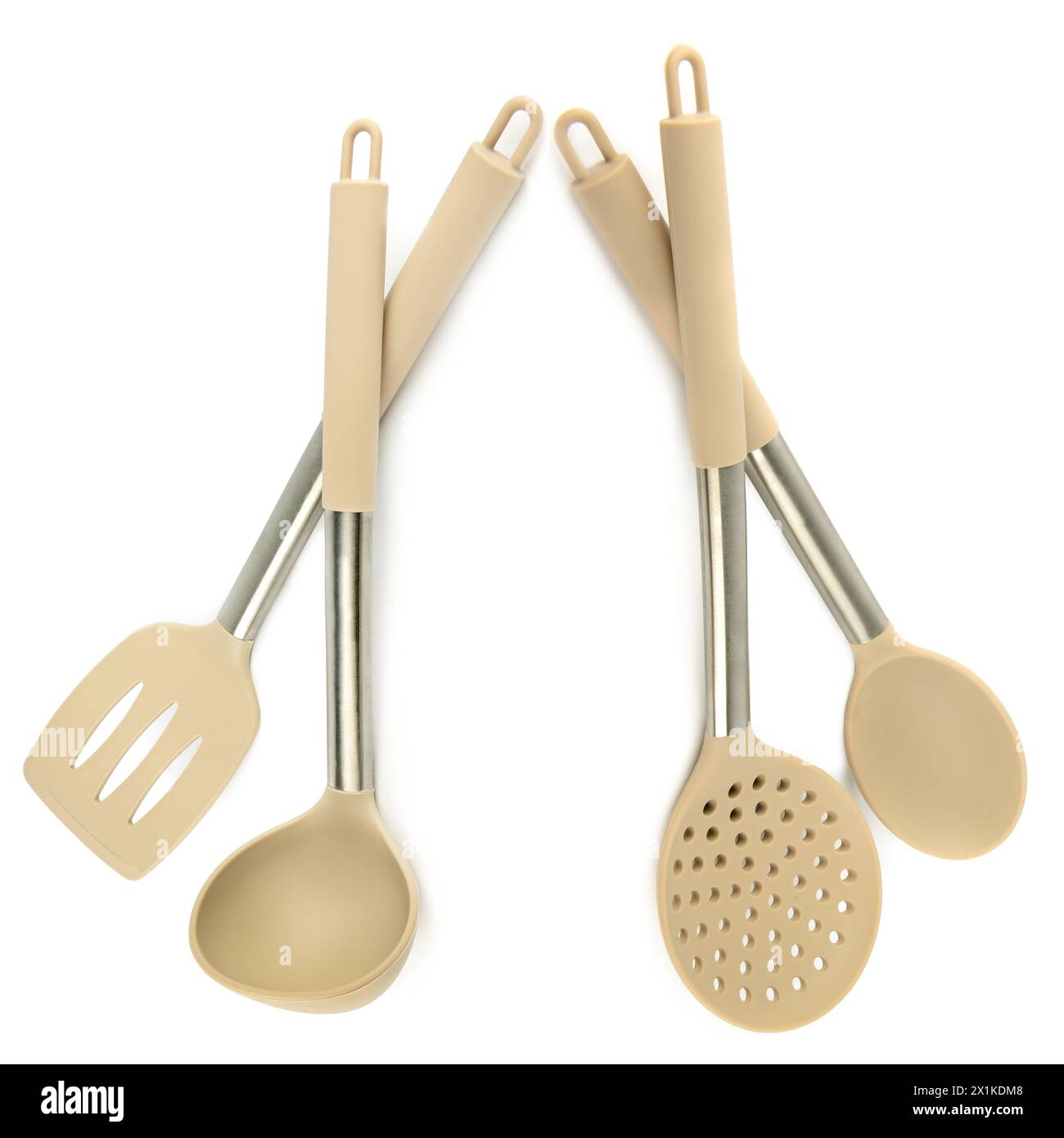 Kitchen spoon, ladle, spatula, skimmer isolated on white background ...