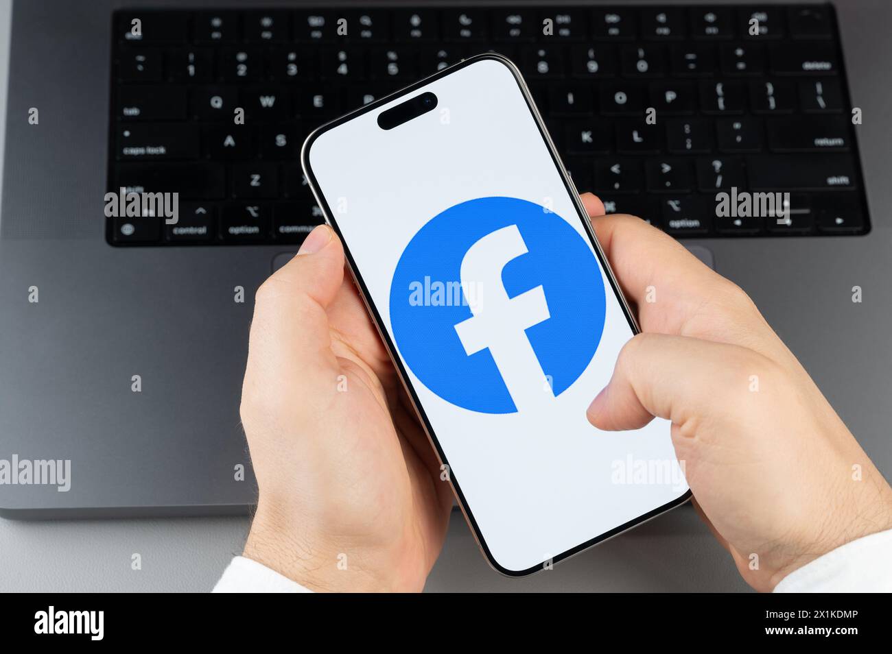 New York, USA - April 6, 2024: Popular Facebook mobile app on ...