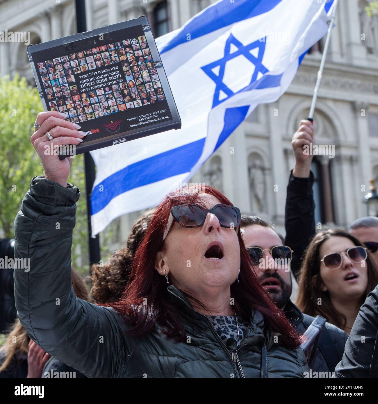 London, England, UK. 17th Apr, 2024. Pro-Israel campaigners set up an ...