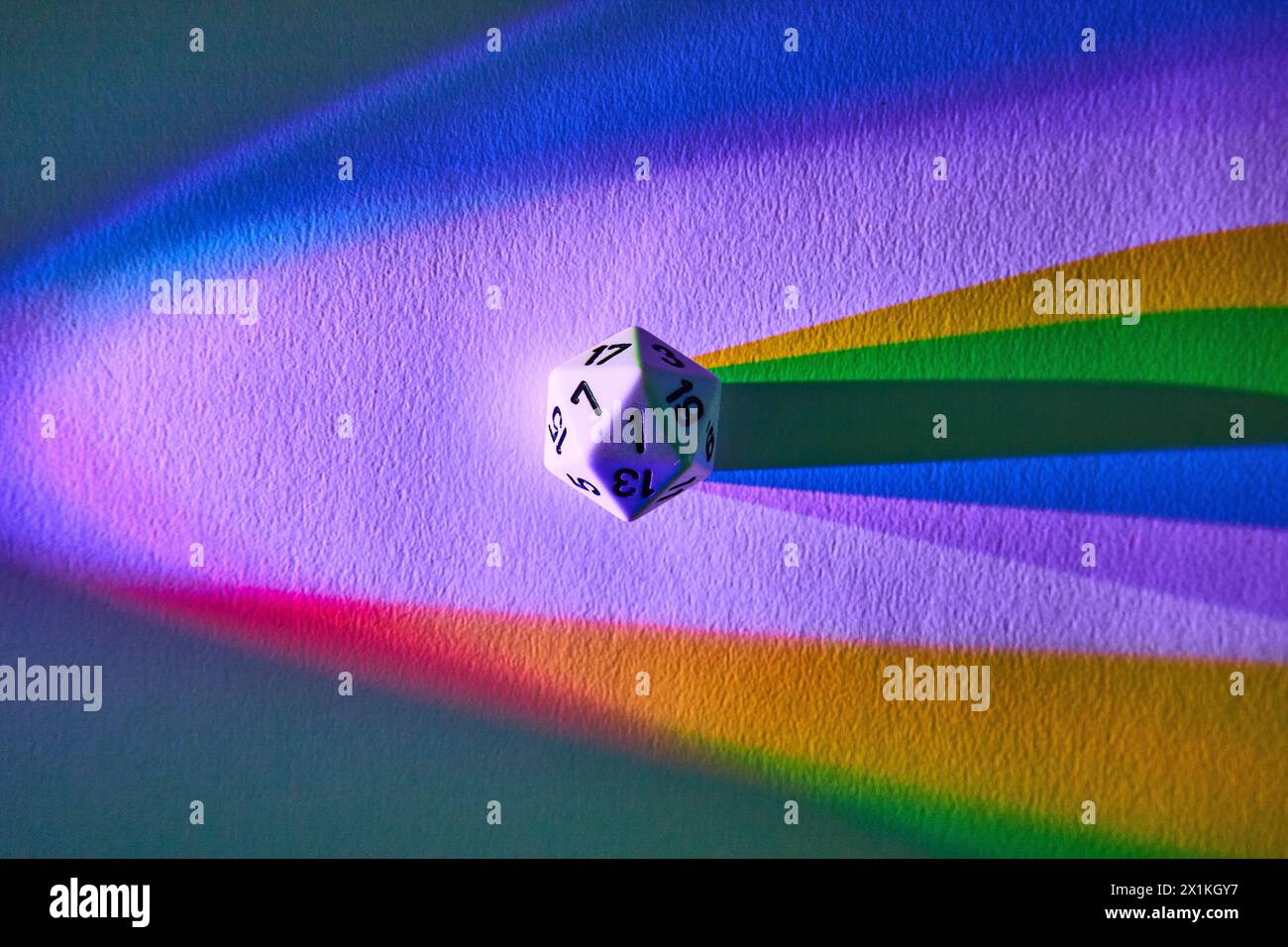 Colorful Dice Rainbow Shadow - Elevated Side View Stock Photo - Alamy
