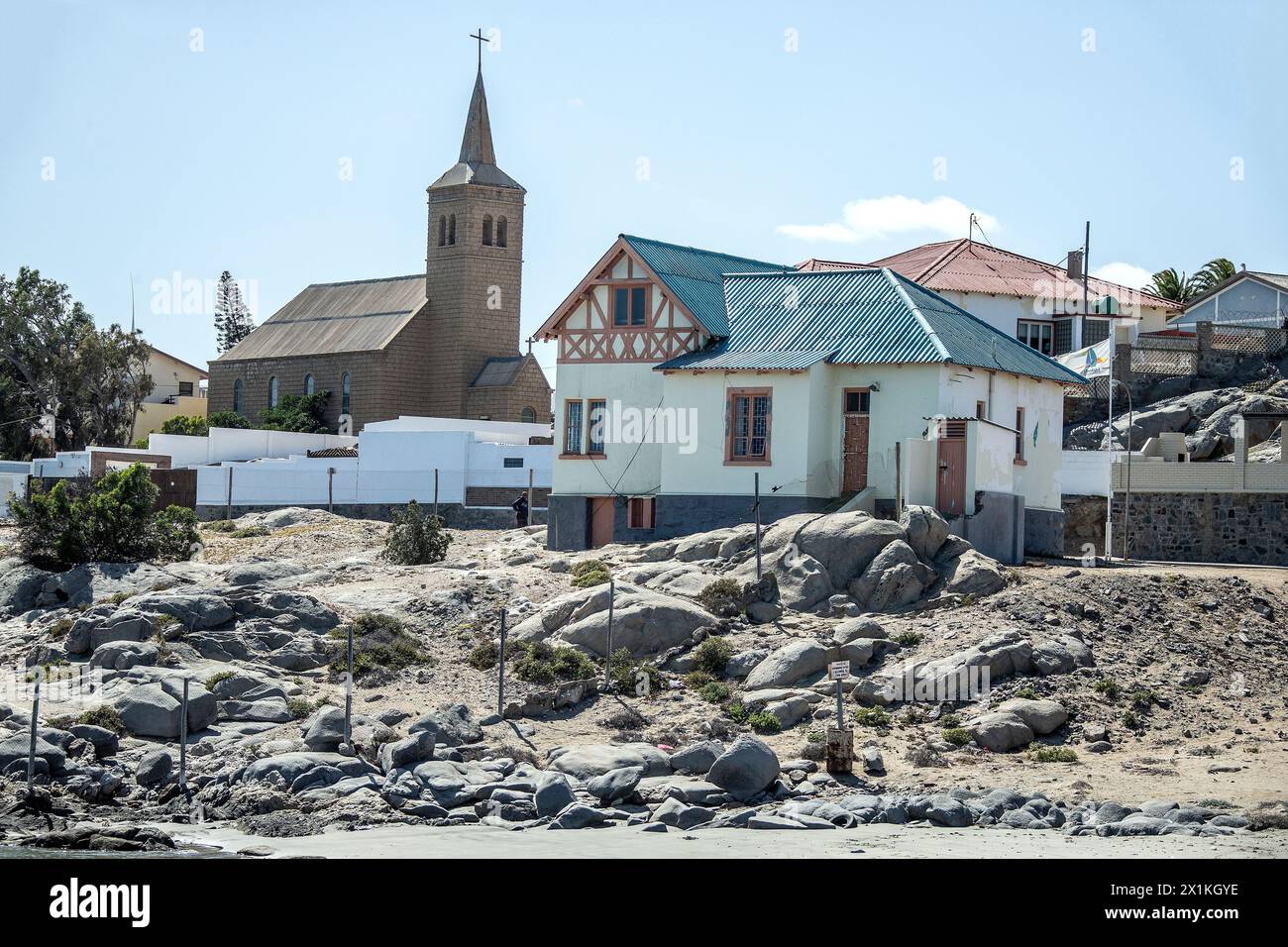 Exodus Congregational Church and old house among the sand and rocks at ...