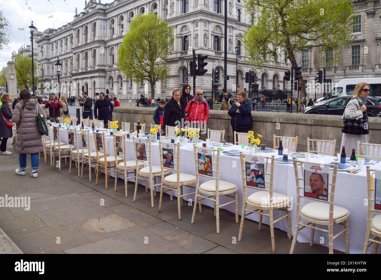 London, UK. 17th April 2024. Pro-Israel campaigners set up a Passover ...