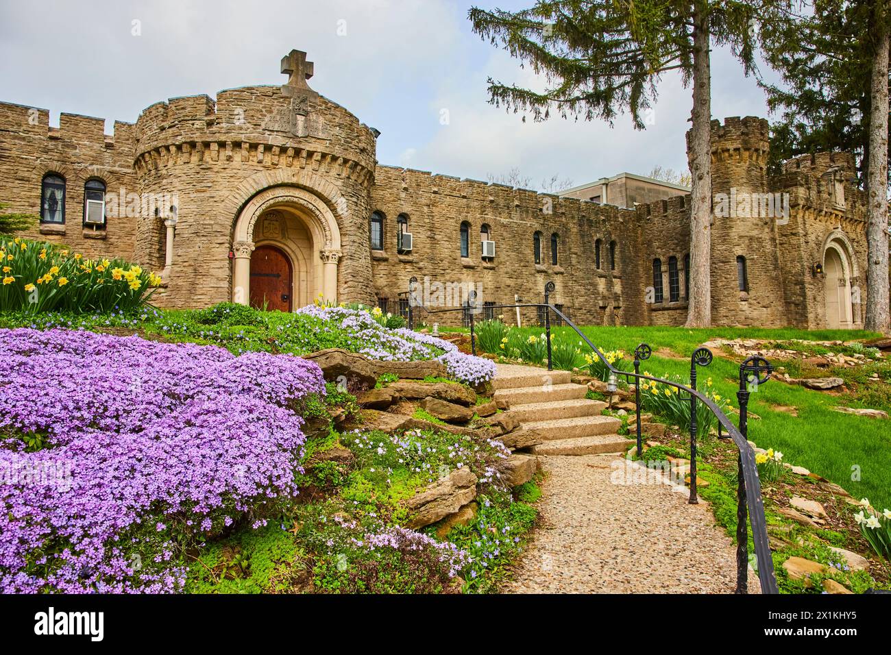 Springtime at Medieval Castle Garden, Indiana Stock Photo - Alamy