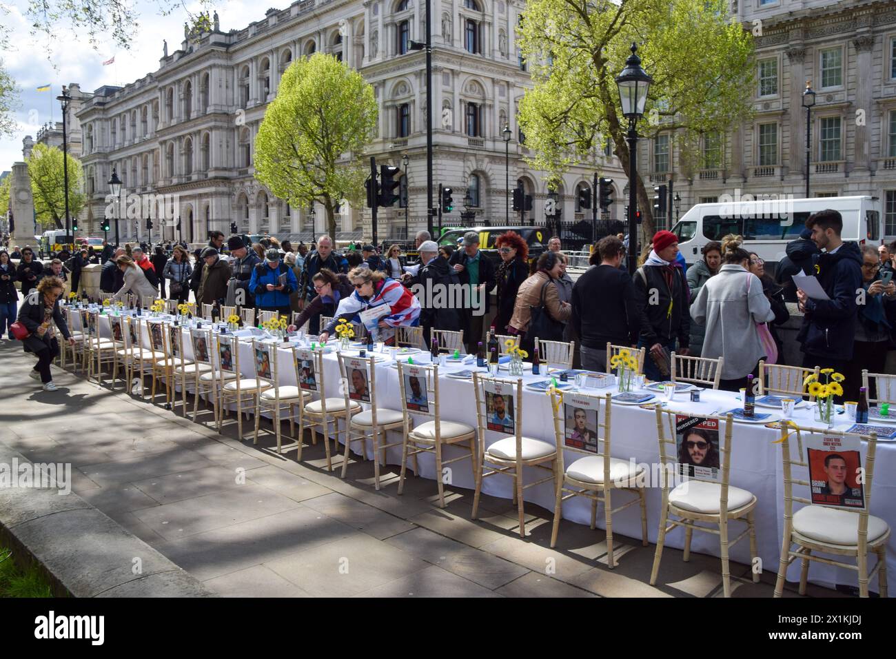 London, UK. 17th April 2024. Pro-Israel campaigners set up a Passover ...