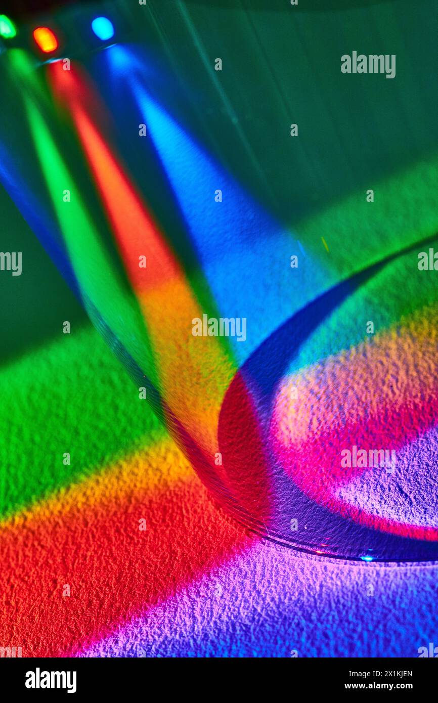 Vibrant Wine Glass Prism Spectrum Macro of Red, Green, and Blue Stock ...