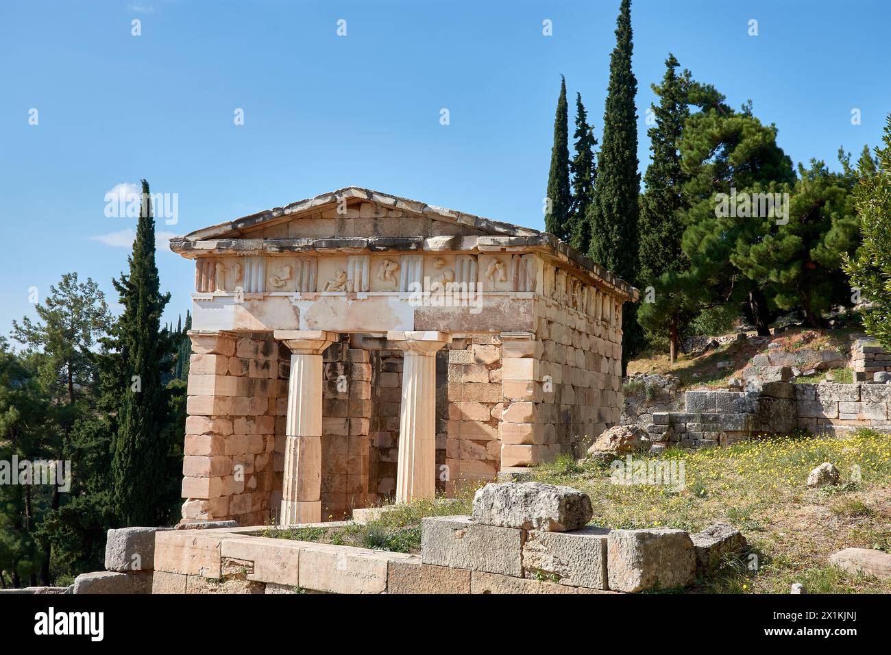 The Treasury of Athens or Athenian Treasure in Delphi. Delphi is ...