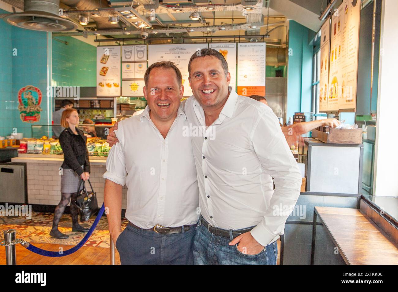 John Vincent and Henry Dimbleby at one of their London branches of Leon ...