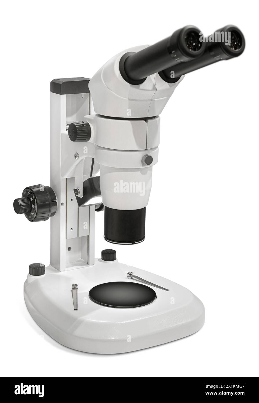 Modern laboratory microscope, isolated on white background Stock Photo ...