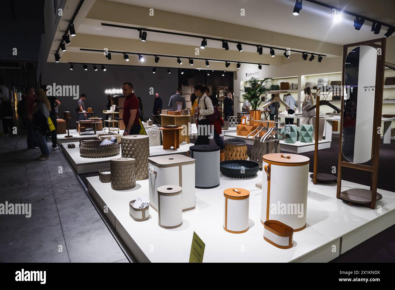 A general view of a fair stand at the Salone Internazionale del Mobile ...
