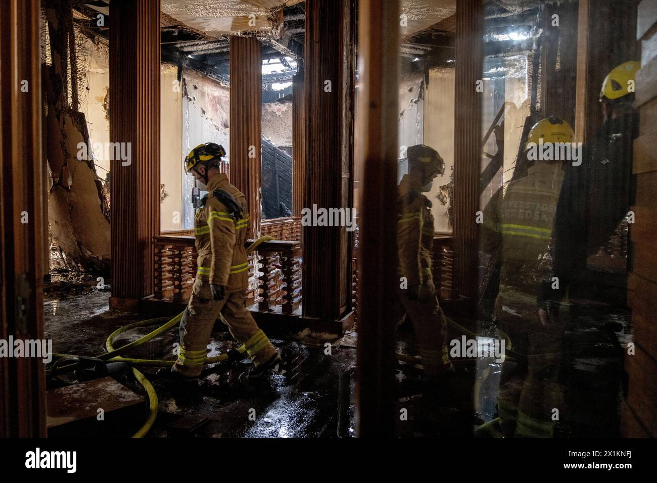Fire damage on the first floor of the Stock Exchange in Copenhagen on ...