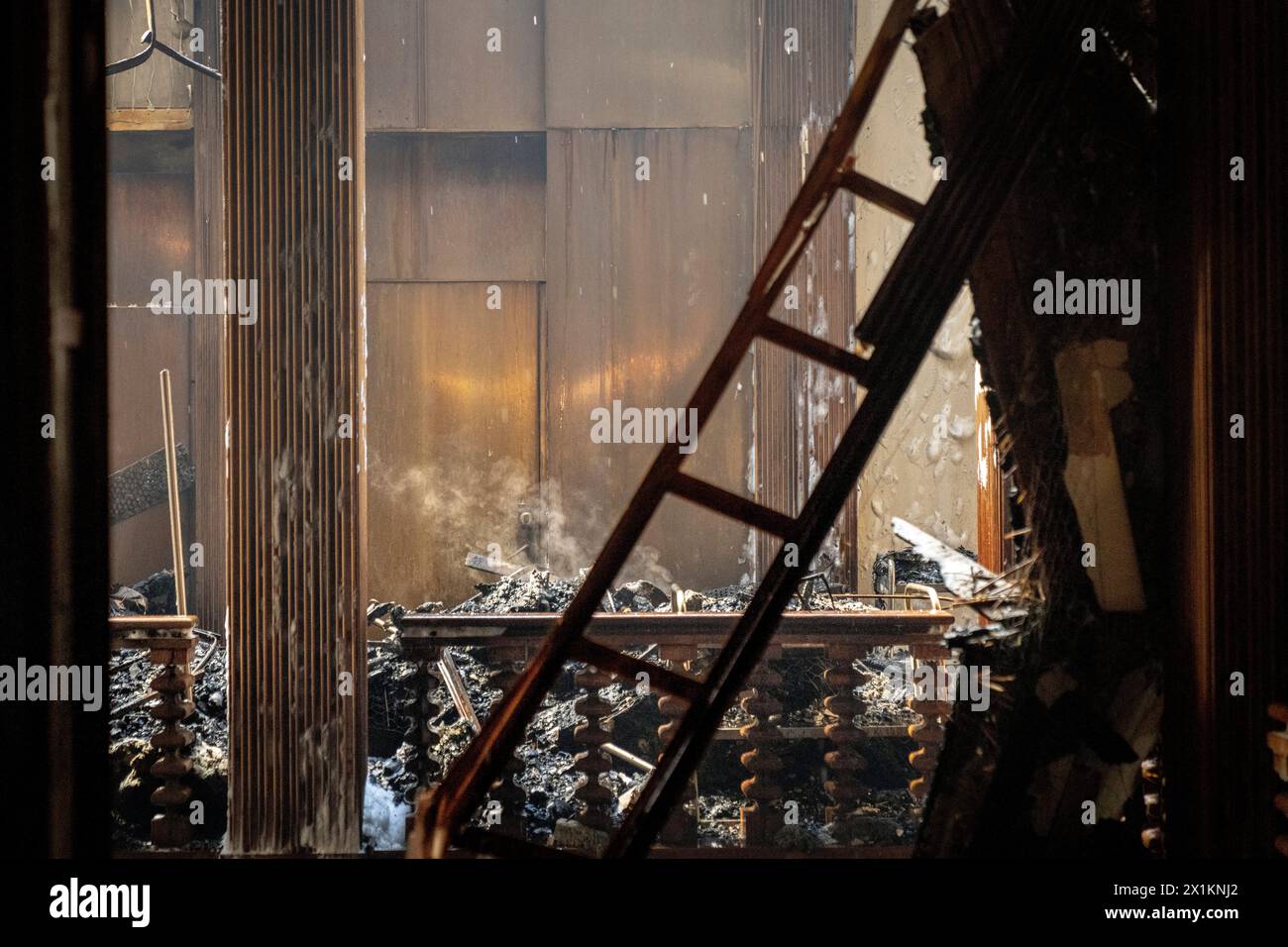 Fire damage on the first floor of the Stock Exchange in Copenhagen on ...