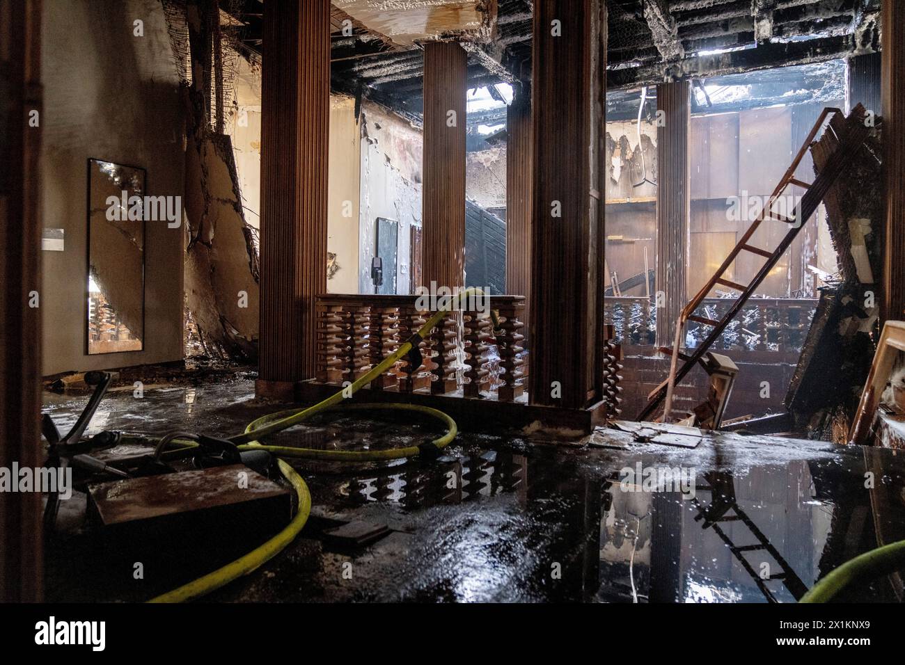 Fire damage on the first floor of the Stock Exchange in Copenhagen on ...