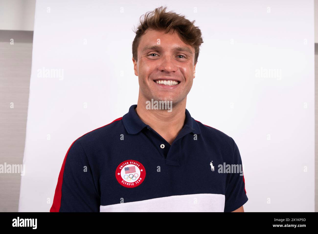 American swimmer Bobby Finke, 24, poses for a portrait on Wednesday ...