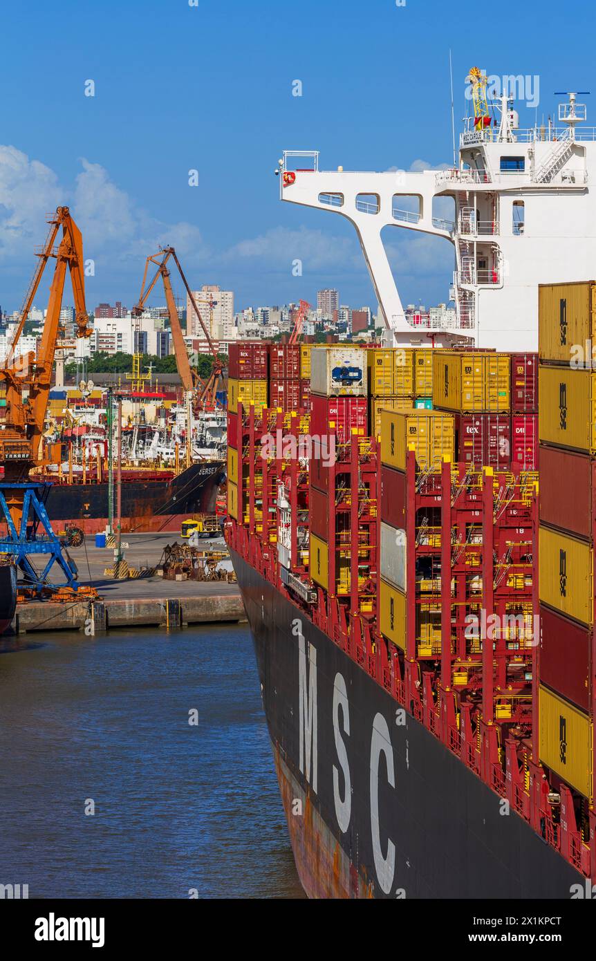 Container ship MSC Carole, Port of Montevideo, Uruguay, South America ...