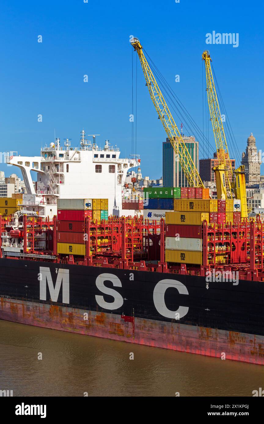 Container ship MSC Carole, Port of Montevideo, Uruguay, South America ...