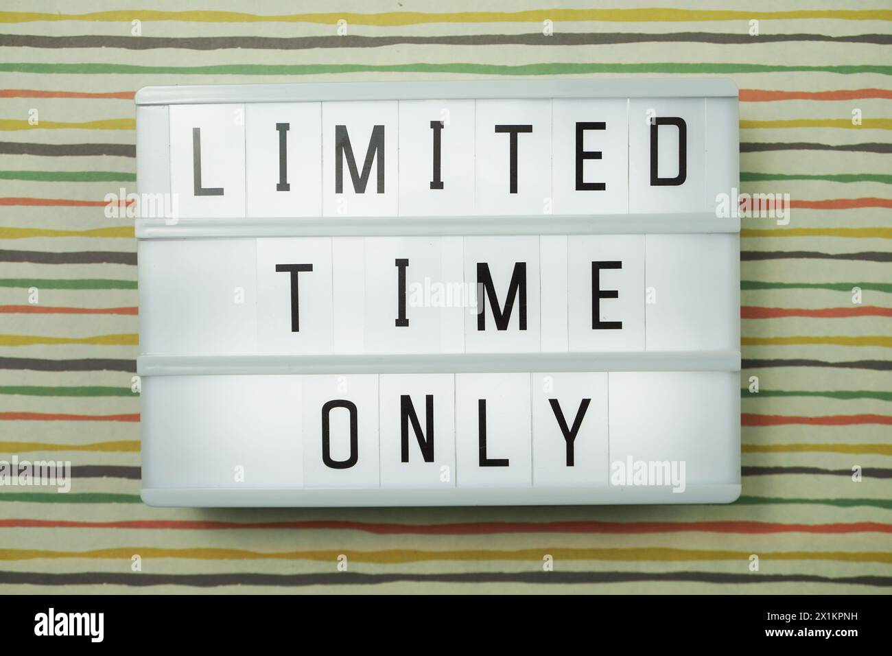 Top view Limited Time Only word on light box Flat lay Stock Photo - Alamy