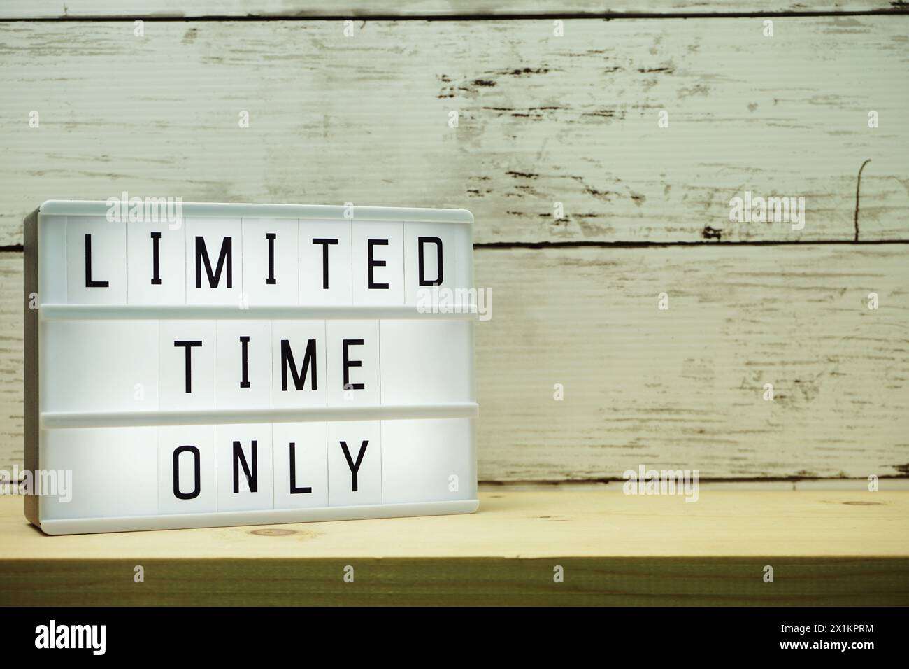 Top view Limited Time Only word on light box Flat lay with space copy ...